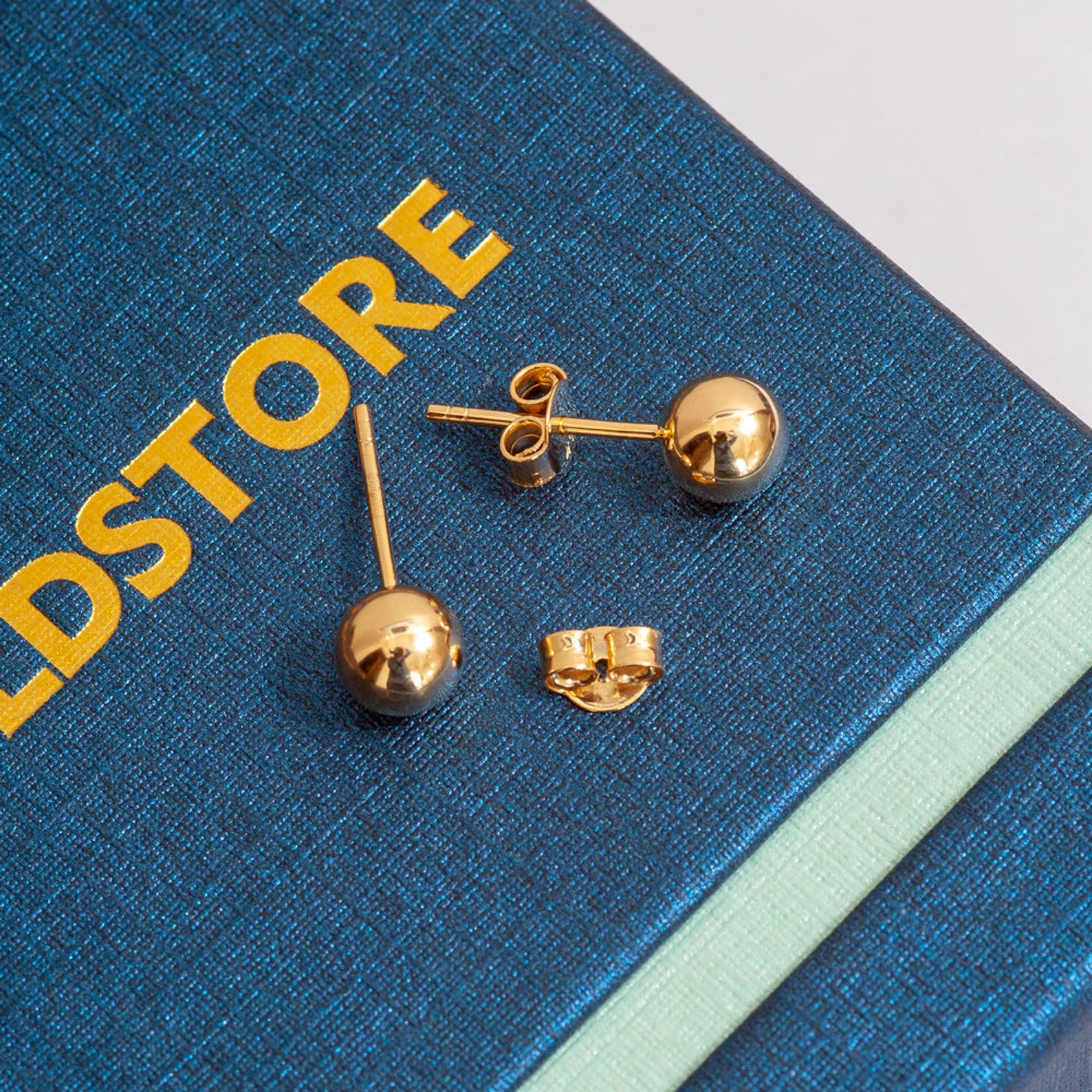 14k Yellow Solid Gold Ball Earring, Gold 4mm - 9 Mm Round Balls Post ...