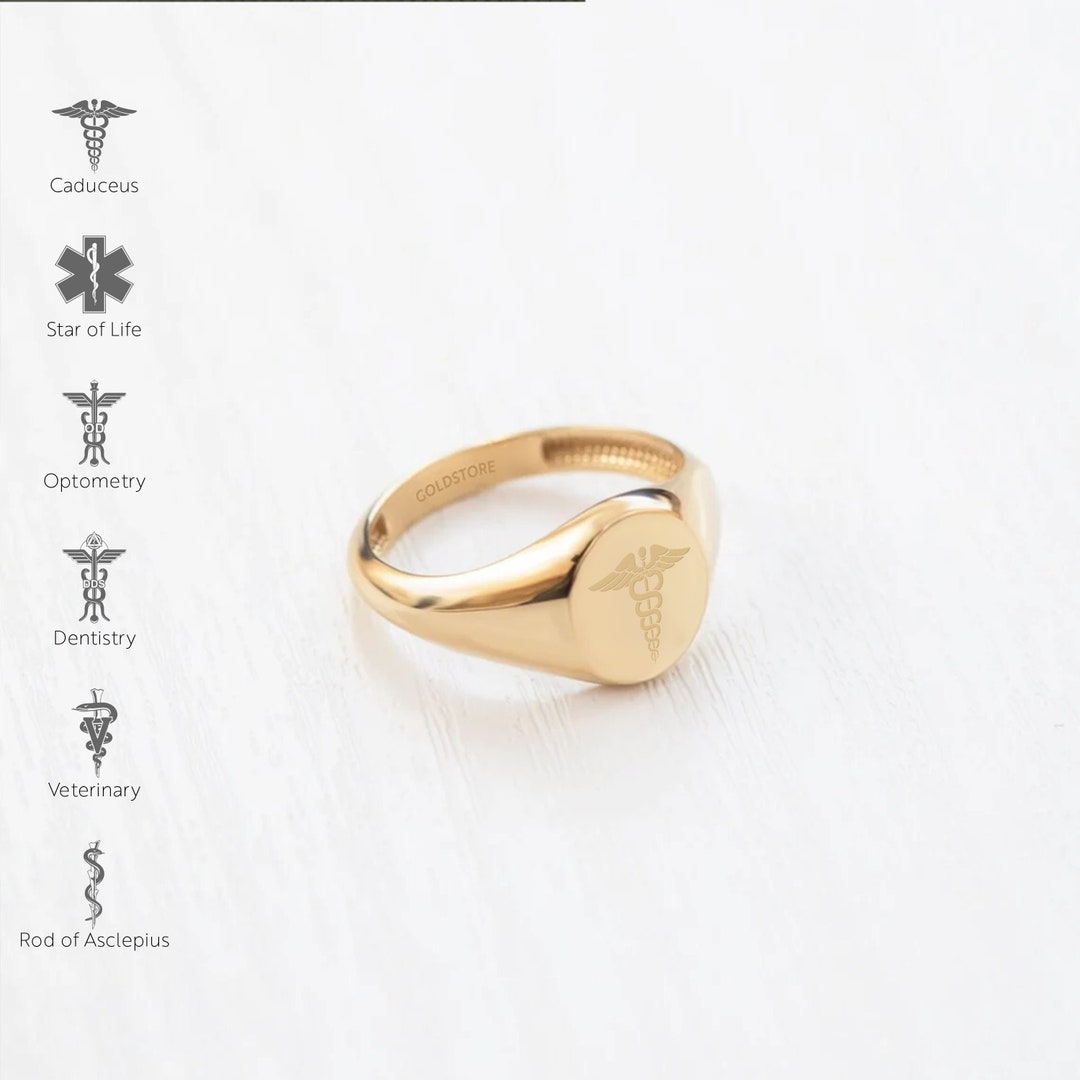 Custom Engraved Signet Ring for Medical Professionals - 14k/18k Solid ...