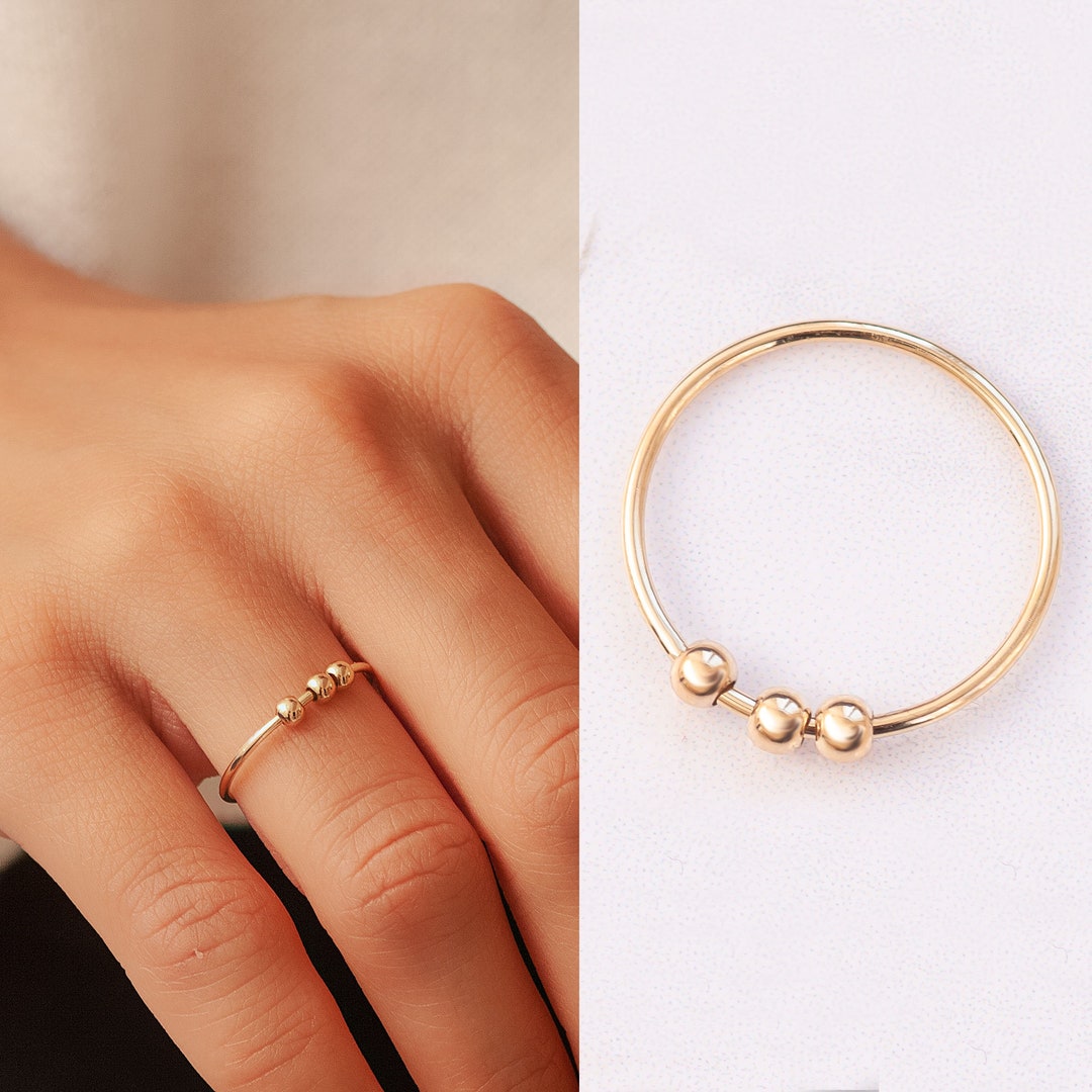 14k Gold Bead Ring Gold Ball Ring is Adjustable Elegant Ring - Etsy