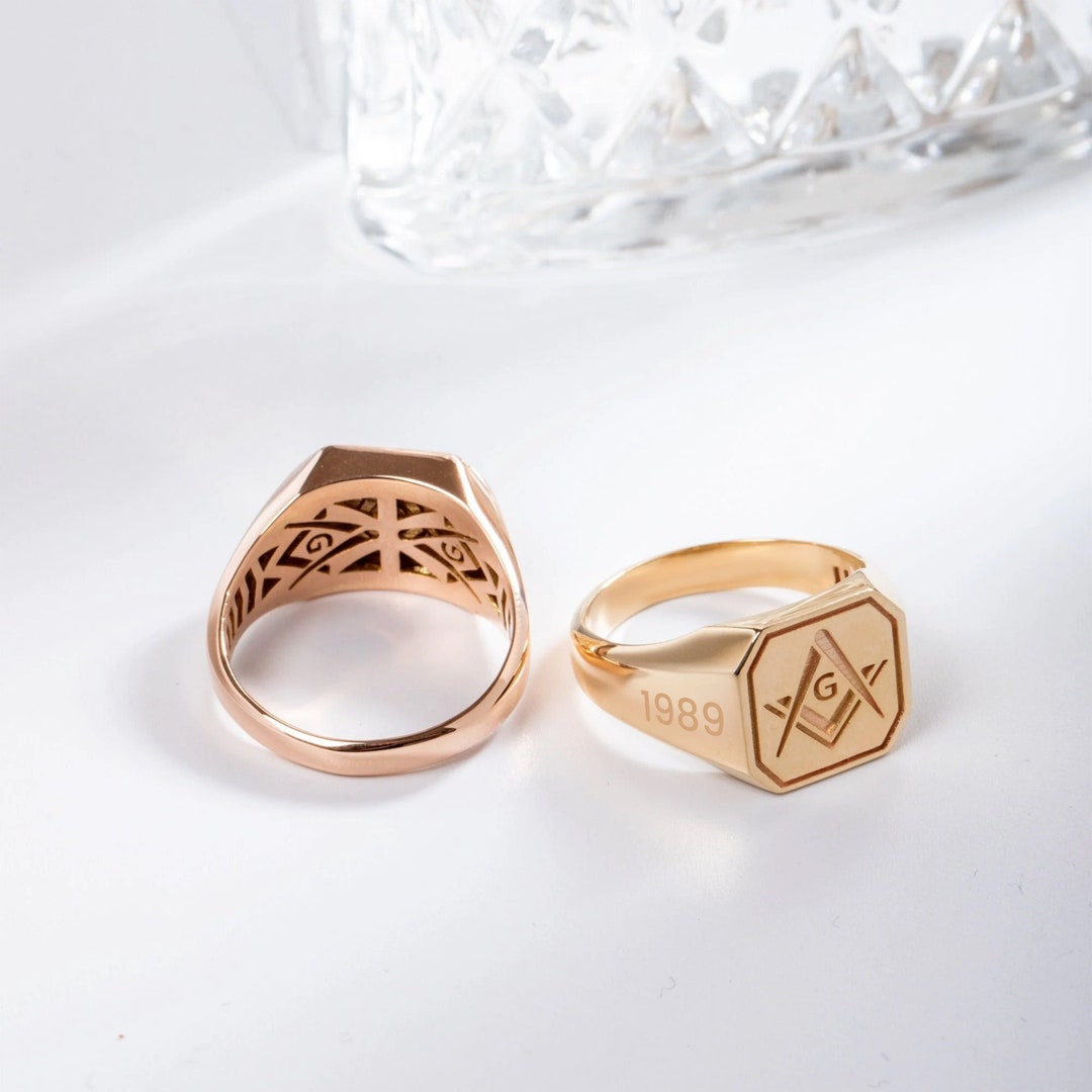 Customizable Past Master Masonic Ring, Solid 10K 14K or 18K Gold ...