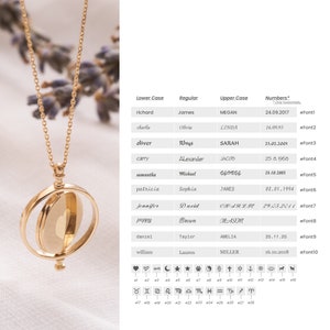 14K/18K Solid Custom Engrave Spinning Disk Necklace, Personalized ...