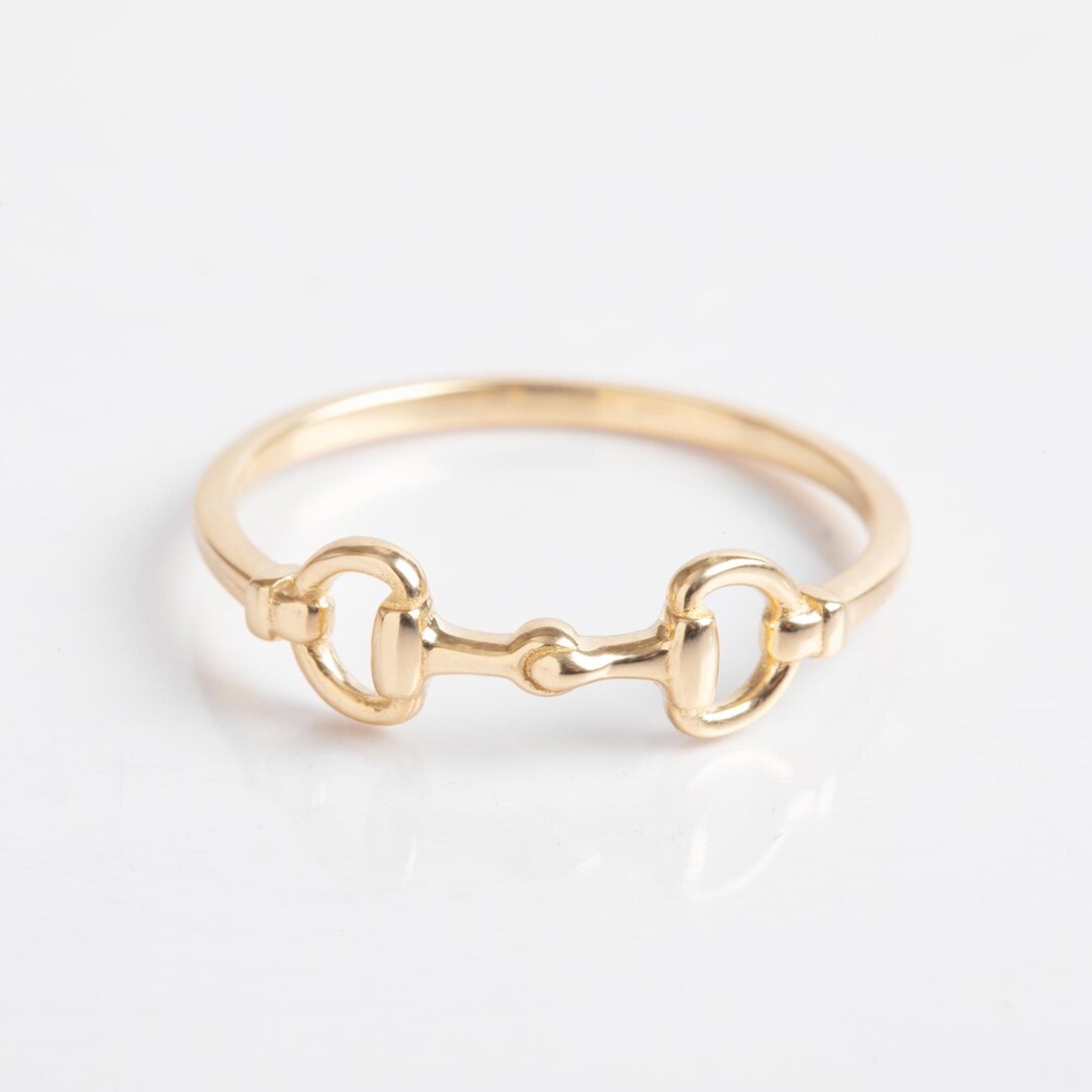14K 18K Gold Snaffle Bit Ring, Equestrian Jewelry, Horse Lover Gift ...