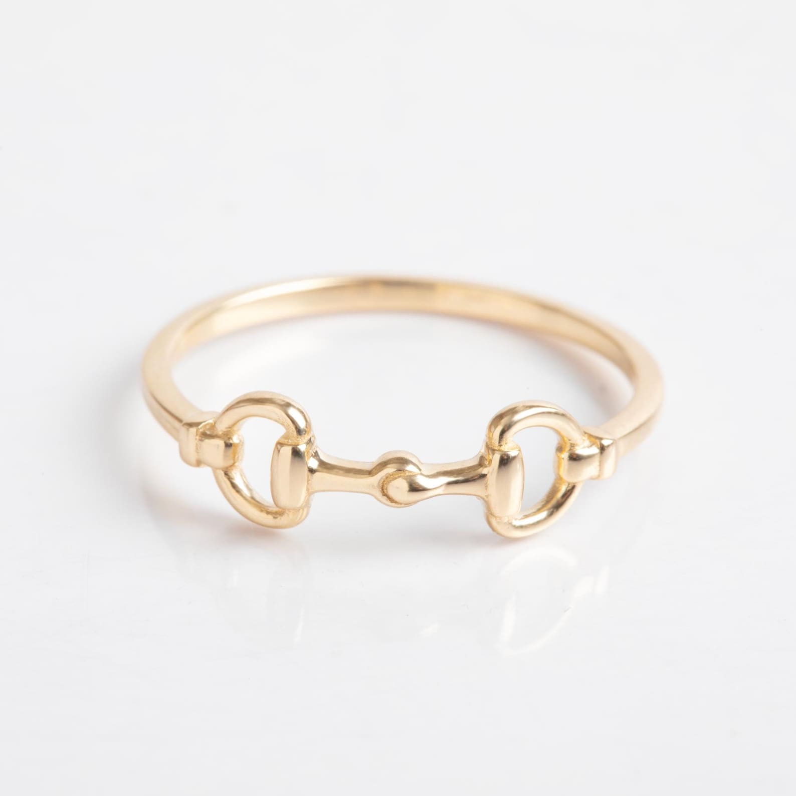 Gold Snaffle Bit Ring, Equestrian Jewelry, Horse Lover Gift, 10K 14K or ...
