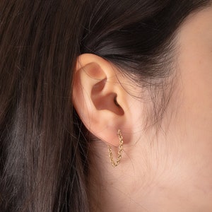 14k Yellow Gold Rope Chain Earrings, Solid Gold Dangle Rope Chain ...