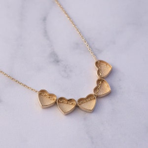14k 18k Solid Gold Tiny Heart Necklace, Sliding Dainty Heart Charm ...