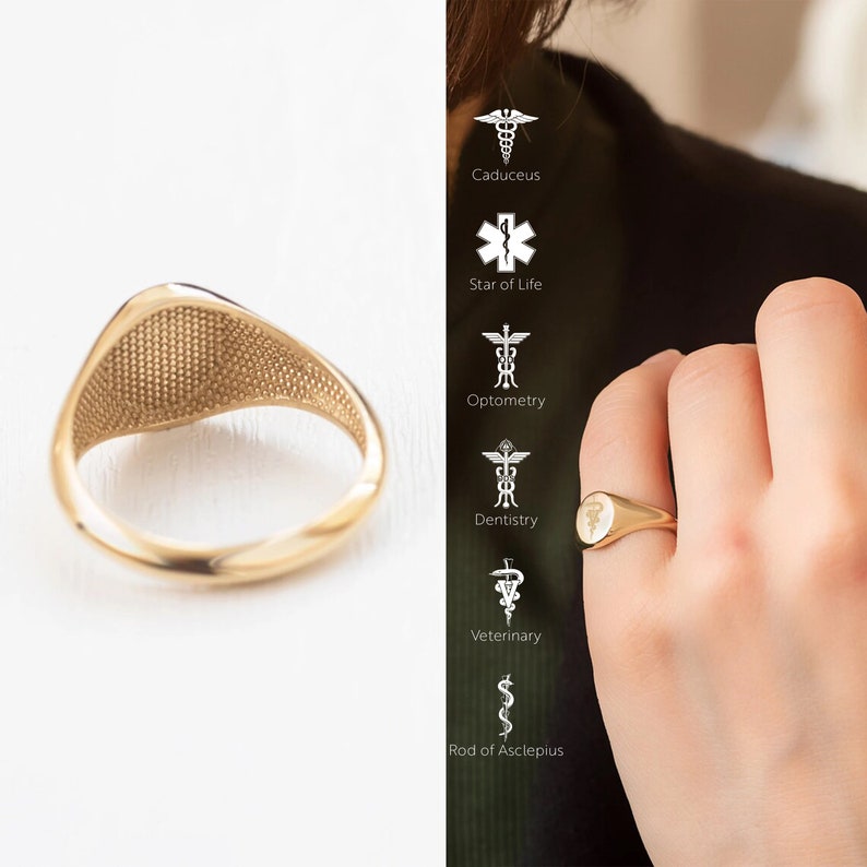 Custom Engraved Signet Ring for Medical Professionals - 10k, 14k or 18k ...