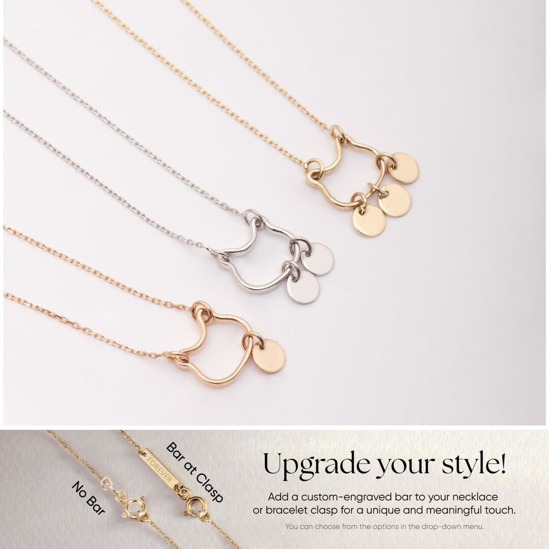 Custom Initials Cat Necklace 14K Solid Gold, Personalized Dainty Cat ...