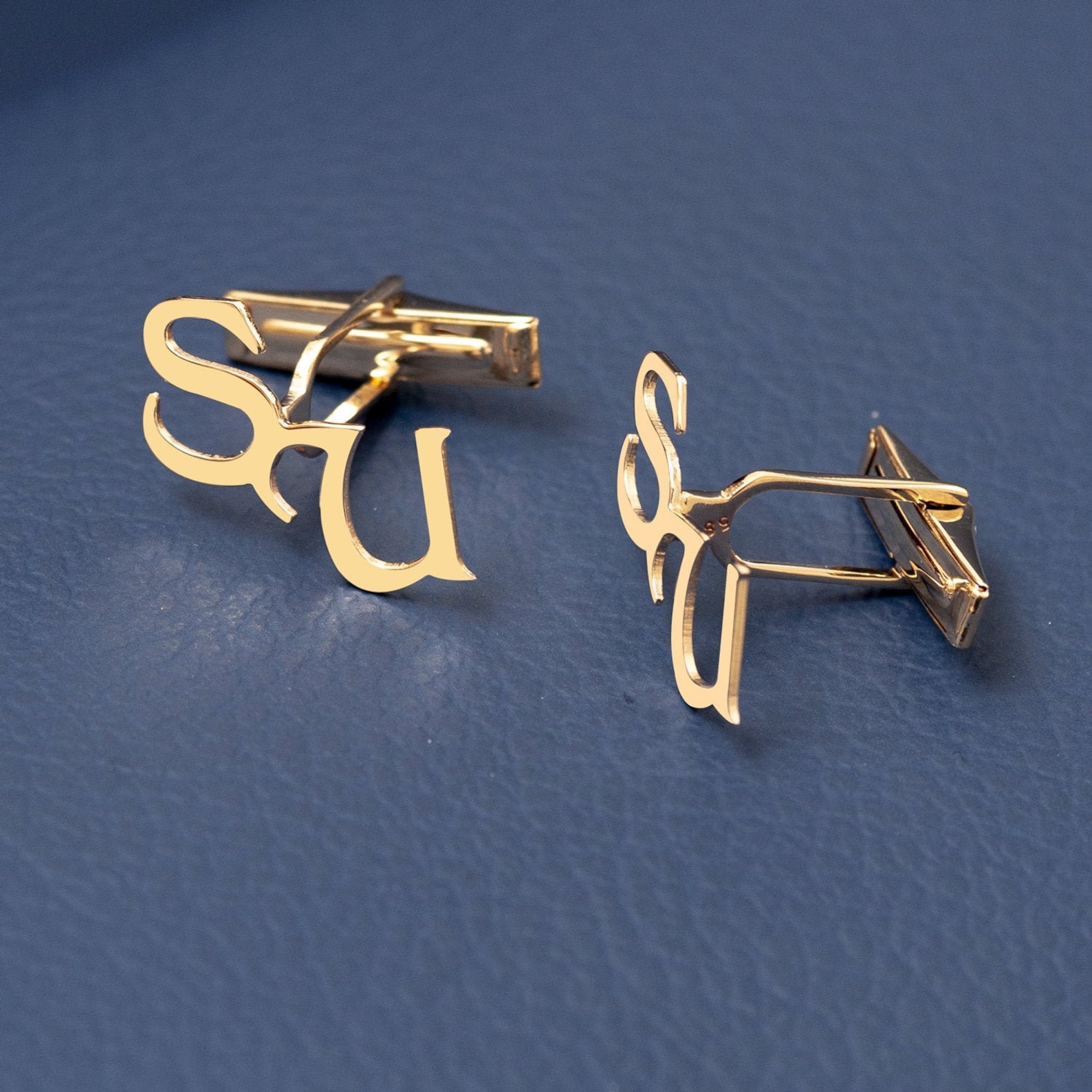 Custom Initial 14K 18K Solid Gold Cufflinks Personalized - Etsy