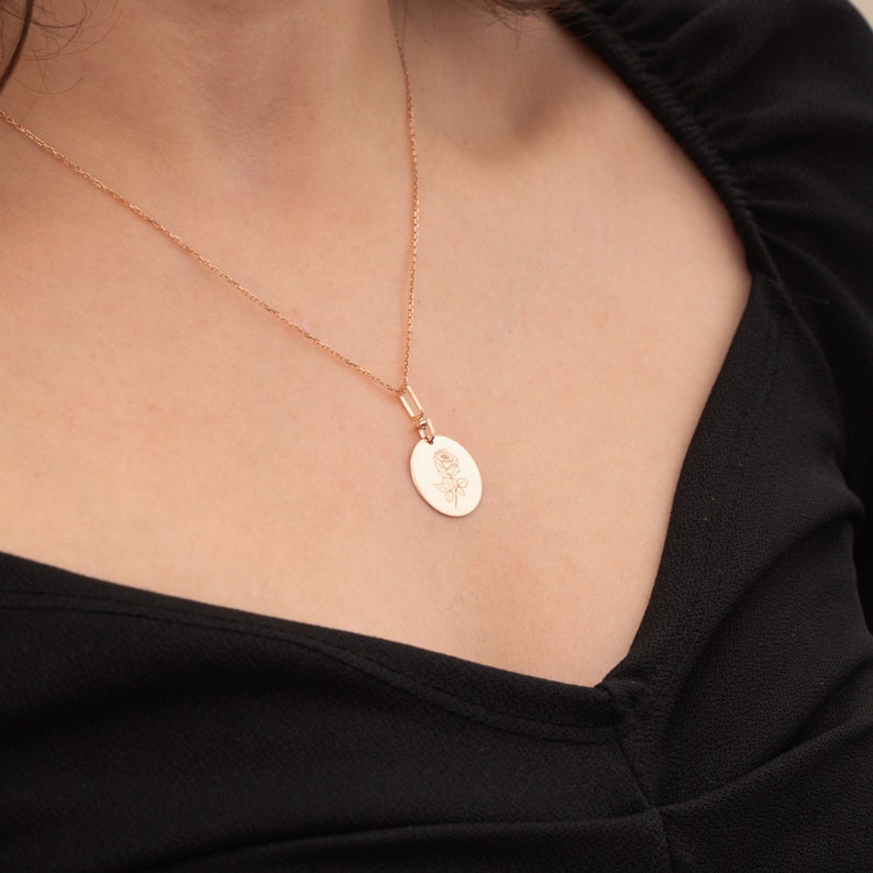14K 18K Real Gold Rotating Disc Necklace, 360 Rotatable Disc Pendant ...