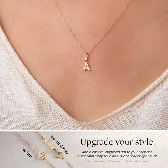 18k solid gold initial pendant store