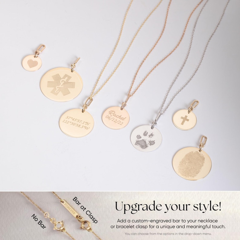 14K 18K Real Gold Rotating Disc Necklace, 360 Rotatable Disc Pendant ...