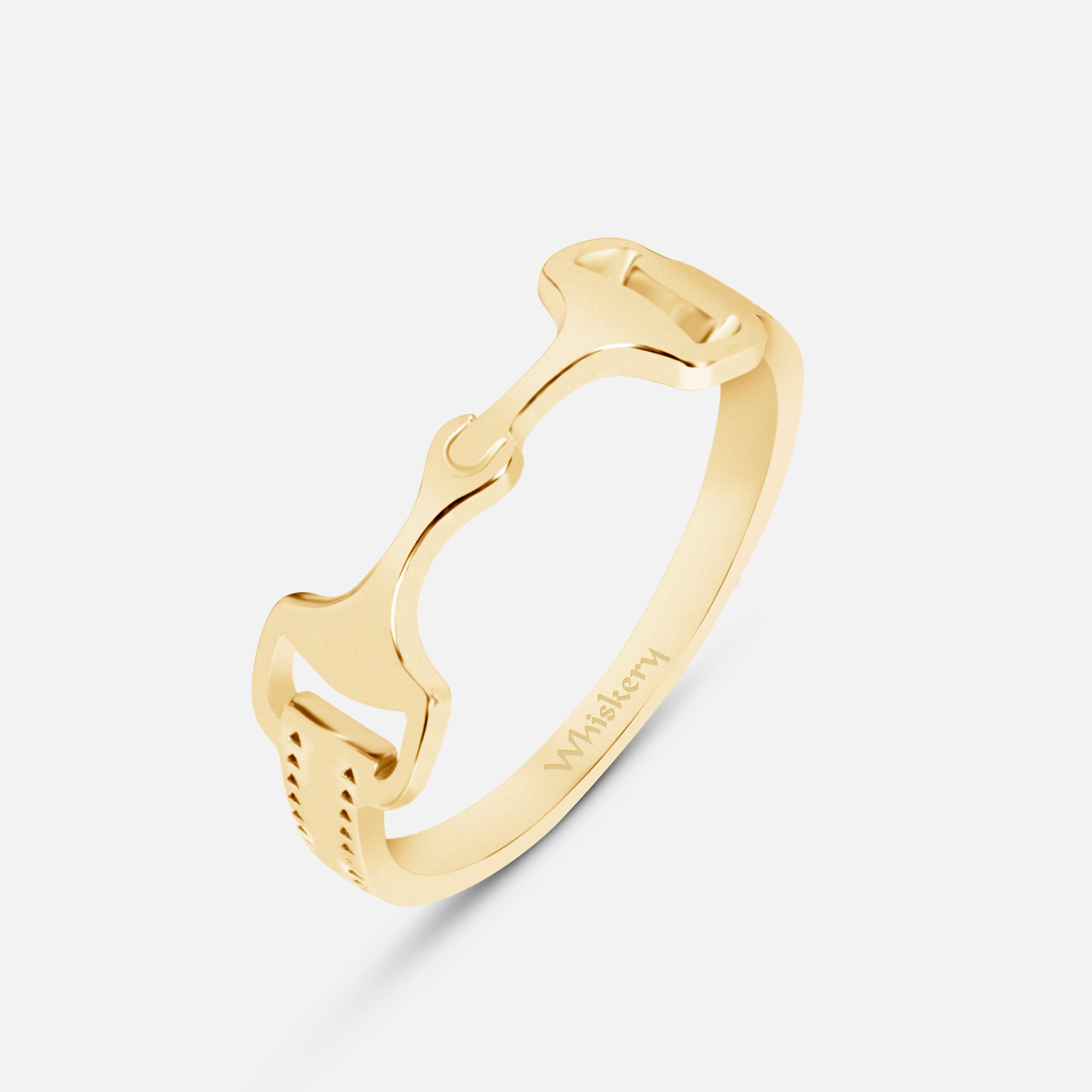 Snaffle Bit Ring 14k 18k Solid Gold Equestrian Customized - Etsy