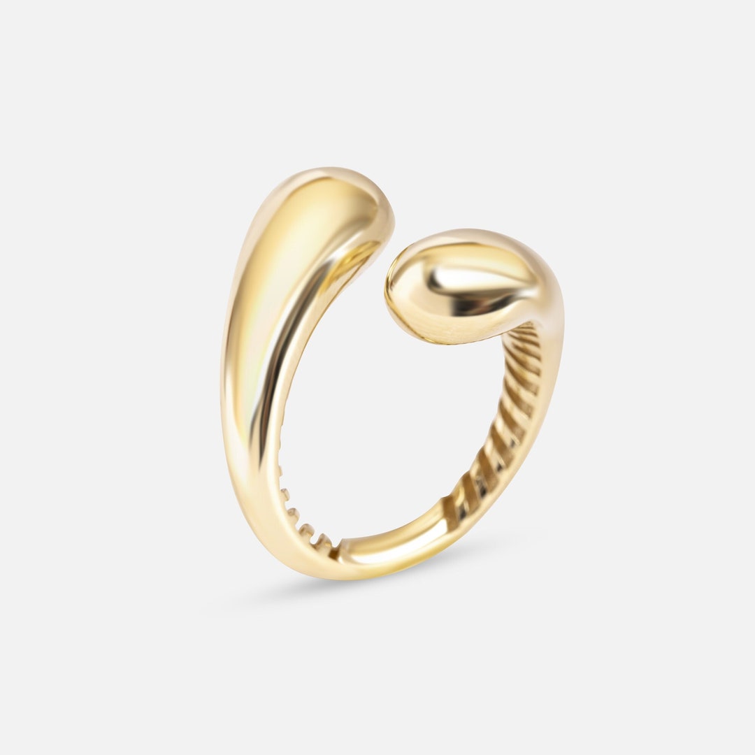 14K 18K Real Gold Dome Wrap Ring, Solid Gold Double Dome Ring, Thick Gold Ring, Great Gift for ...