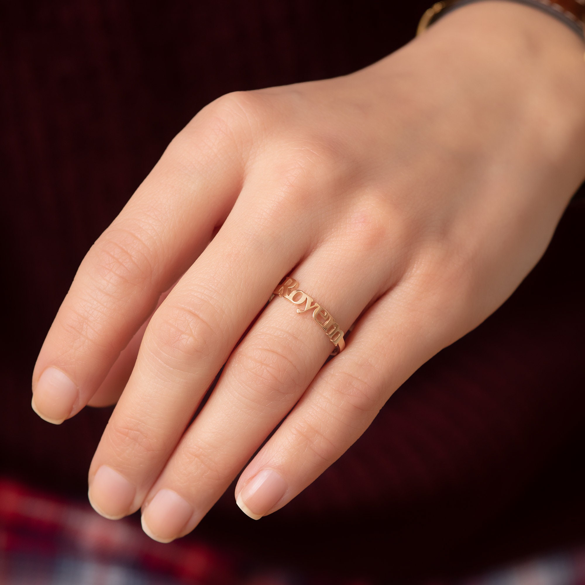 14k 18k Solid Gold Custom Name Ring Personalized Name Ring - Etsy