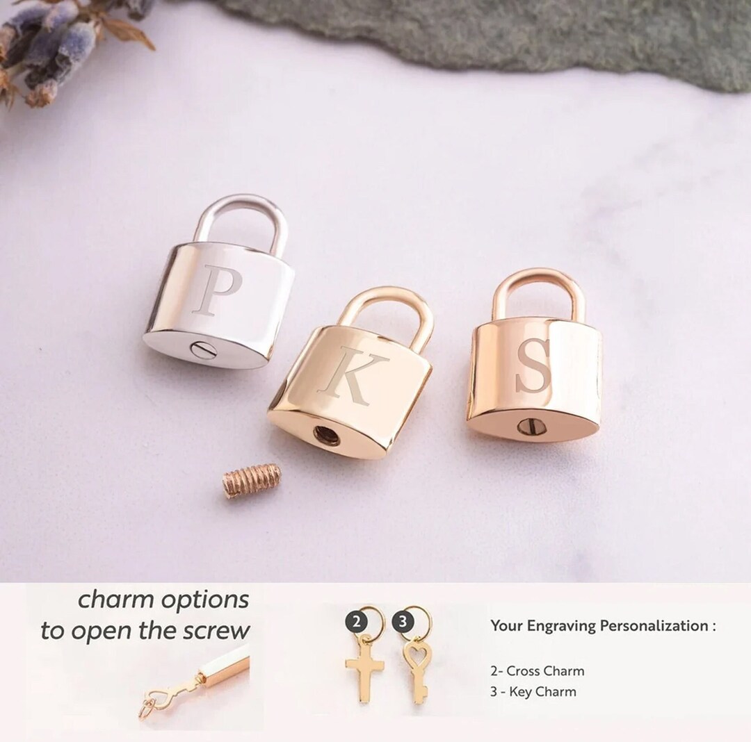 14K 18K Solid Gold Custom Padlock Urn Necklace, Tiny Personlized ...