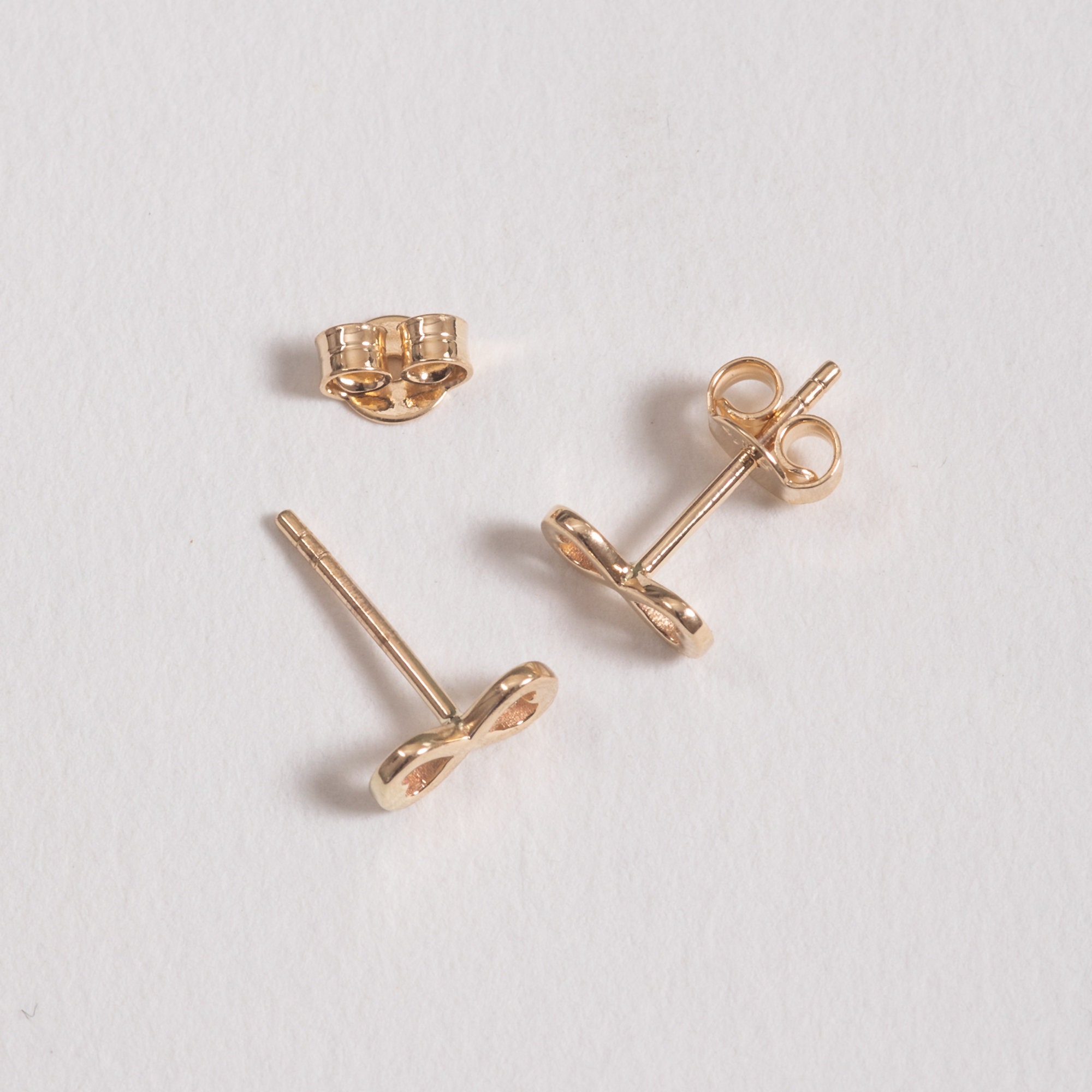 Infinity Symbol Earrings 14k 18k Solid Gold Dainty Heart - Etsy