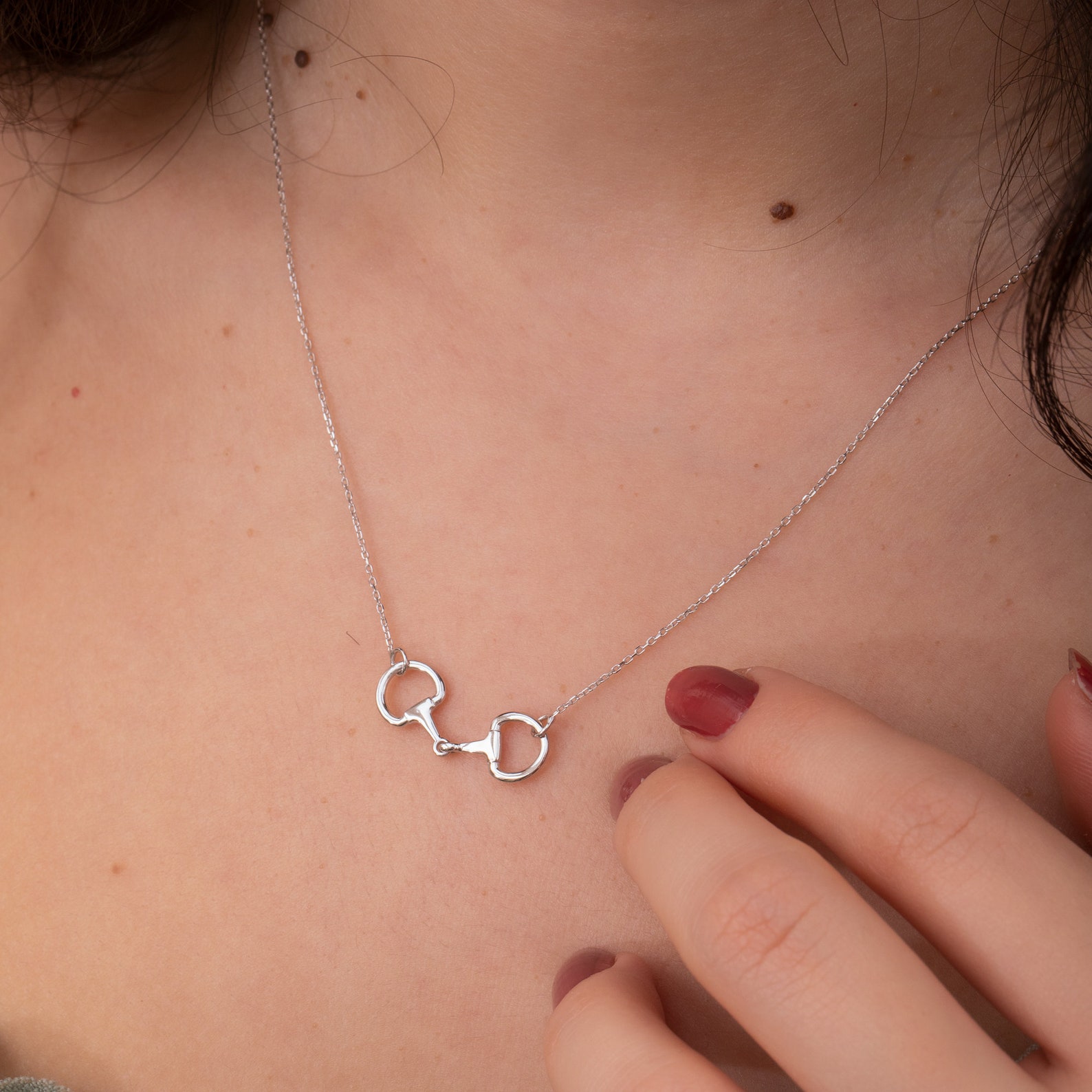 Snaffle Bit Necklace 14k 18k Solid Gold Dainty Stirrup - Etsy