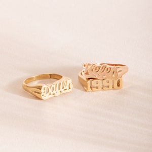 Custom Name Ring, Personalized Real Gold 14k 18k Name Ring, Classic ...