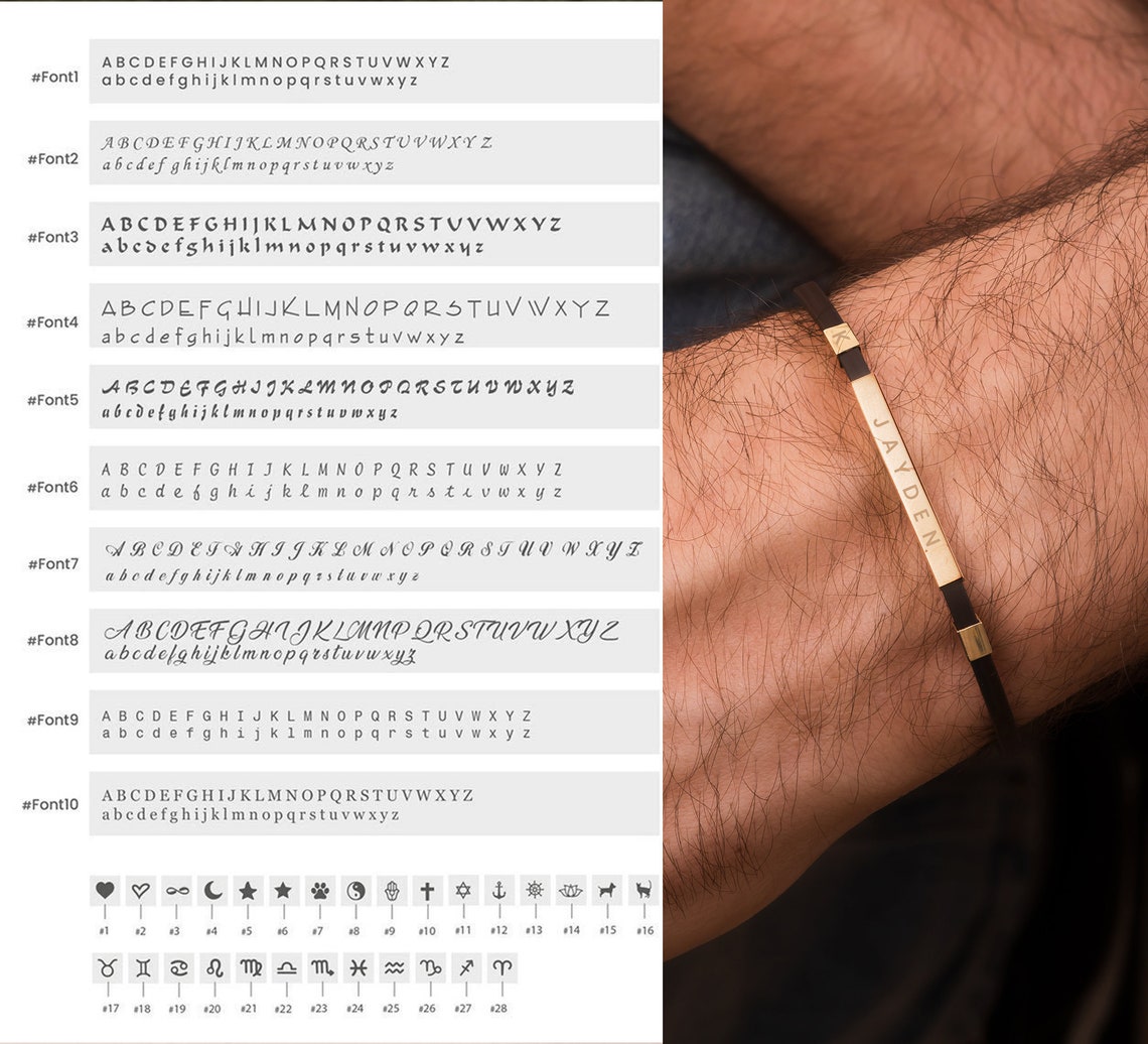 14K 18K Real Gold Personalized Bar Bracelet, Custom Engrave Men's ...