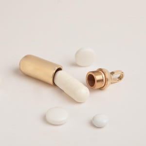Hidden Pill Capsule Necklace, 14K 18K Real Gold Secret Compartment Urn ...