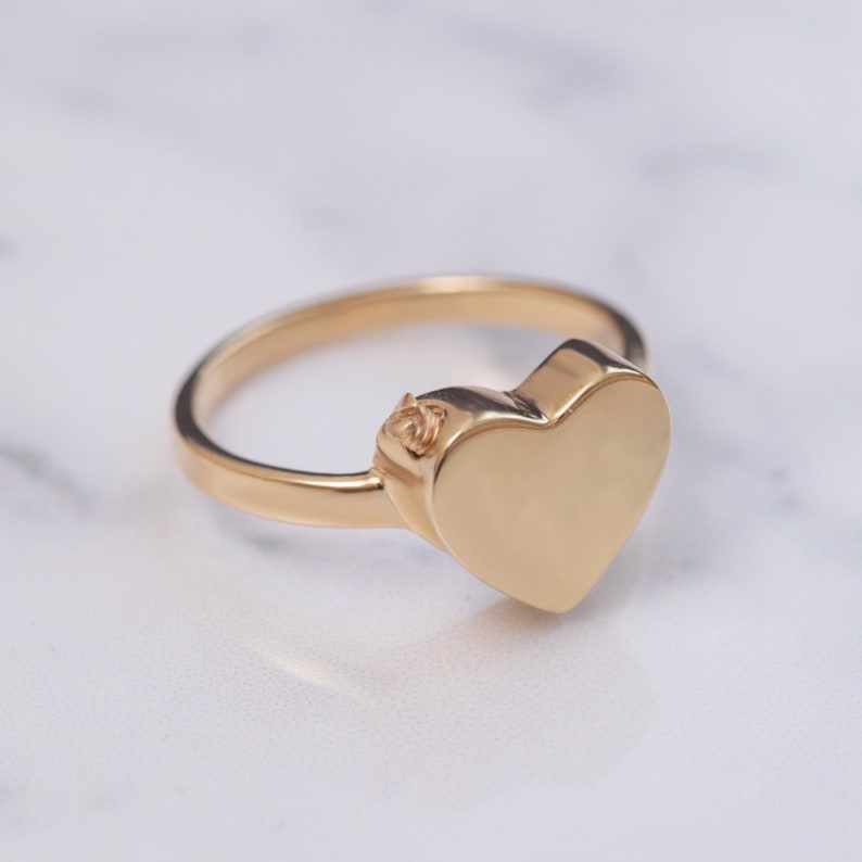 14K 18K Real Gold Heart Cremation Urn Ring Custom Engrave | Etsy