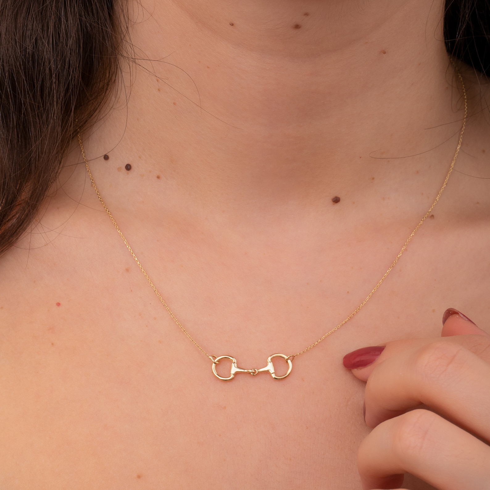 Snaffle Bit Necklace 14k 18k Solid Gold Dainty Stirrup - Etsy