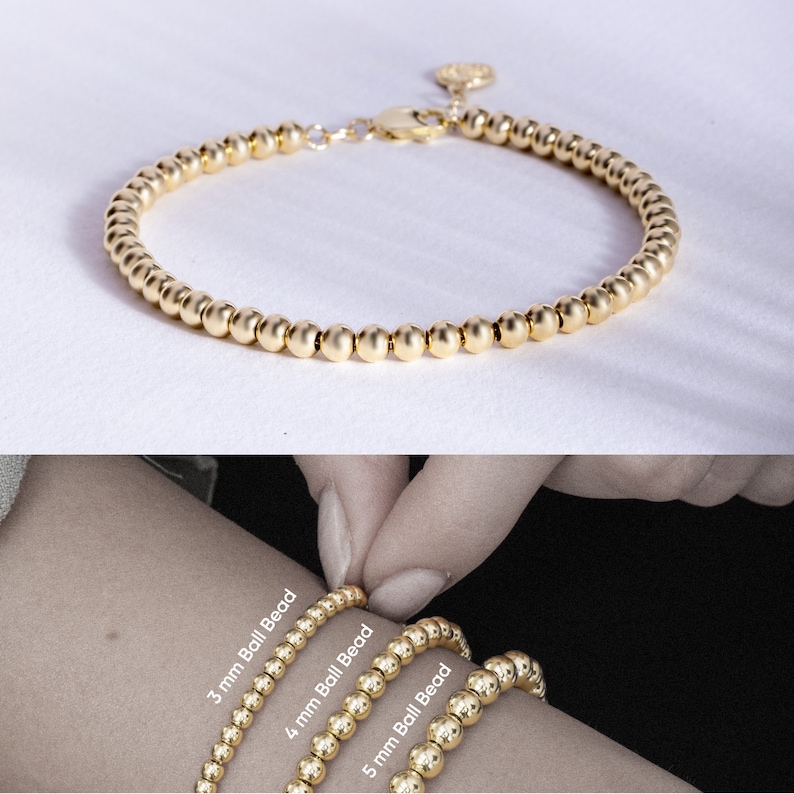3mm 4mm 5mm Gold Ball Bead Bracelet Stacking Beaded Ball - Etsy