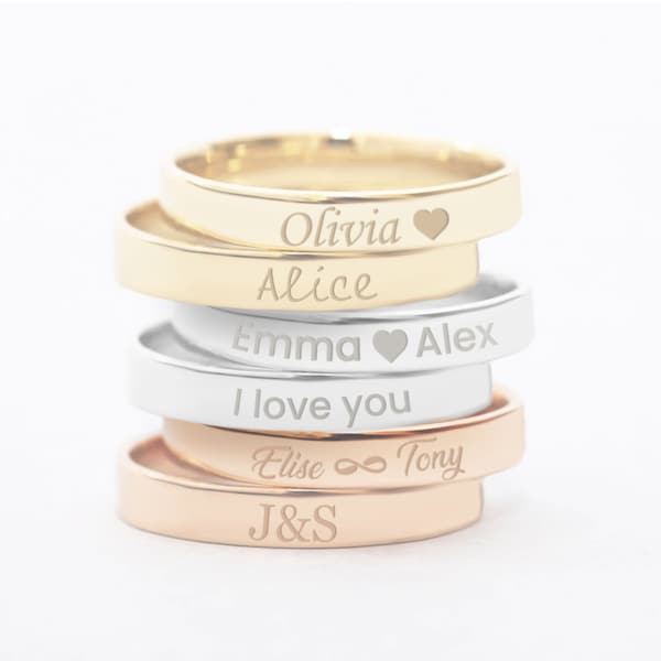 Stackable Name Ring - Etsy