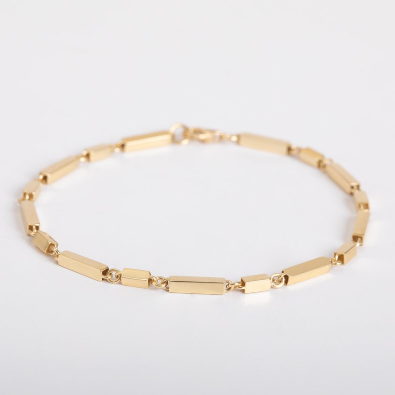 Gold Bar Bracelet Link Shiny - Etsy UK