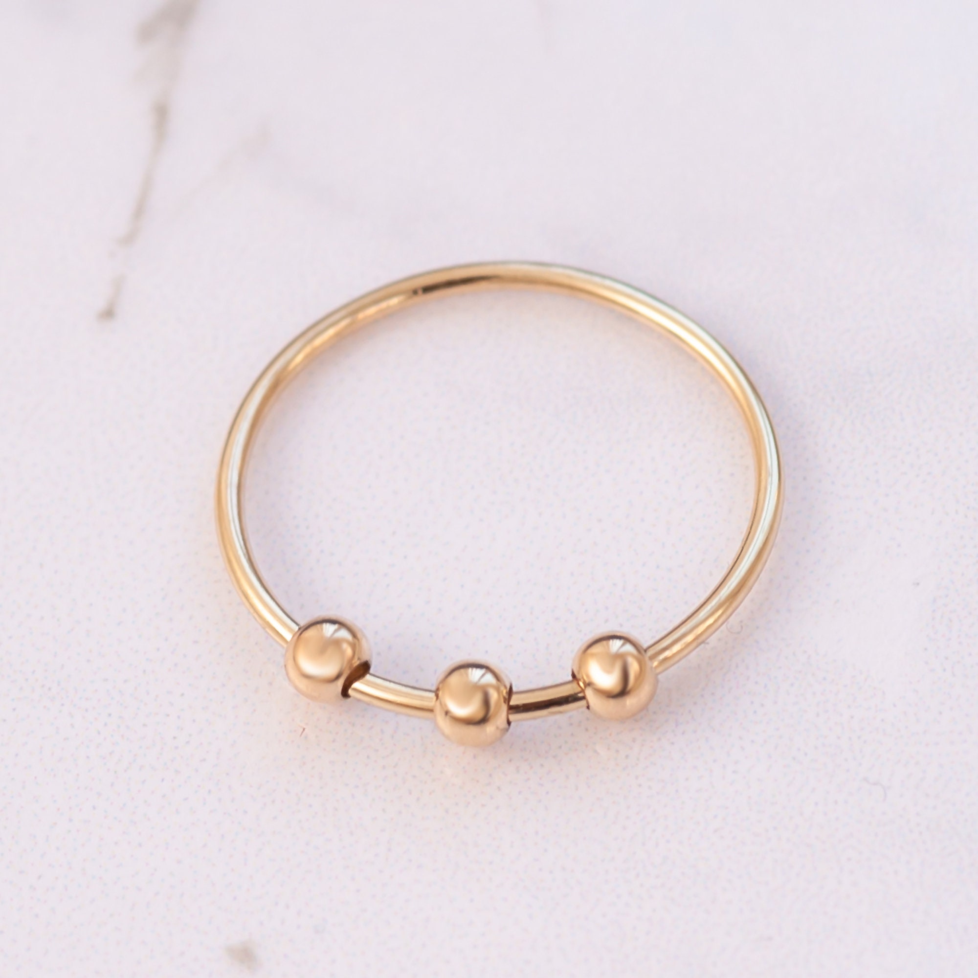 14k Gold Bead Ring Gold Ball Ring is Adjustable Elegant Ring - Etsy