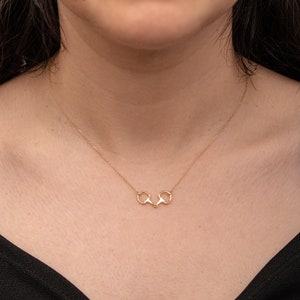 Snaffle Bit Necklace 14k 18k Solid Gold, Dainty Stirrup Necklace, Horse ...