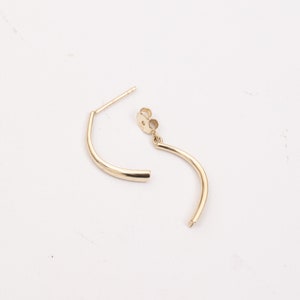 14K 18K Solid Gold Crossover Open Dangling Hoop Earring Arc Earring ...