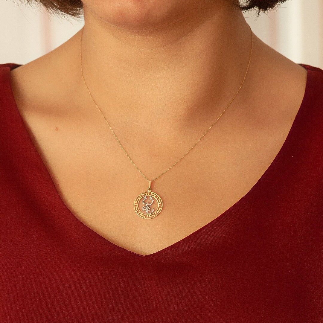 14k 18k Solid Gold Zodiac Sign Necklace, Elegant Real Gold Zodiac ...