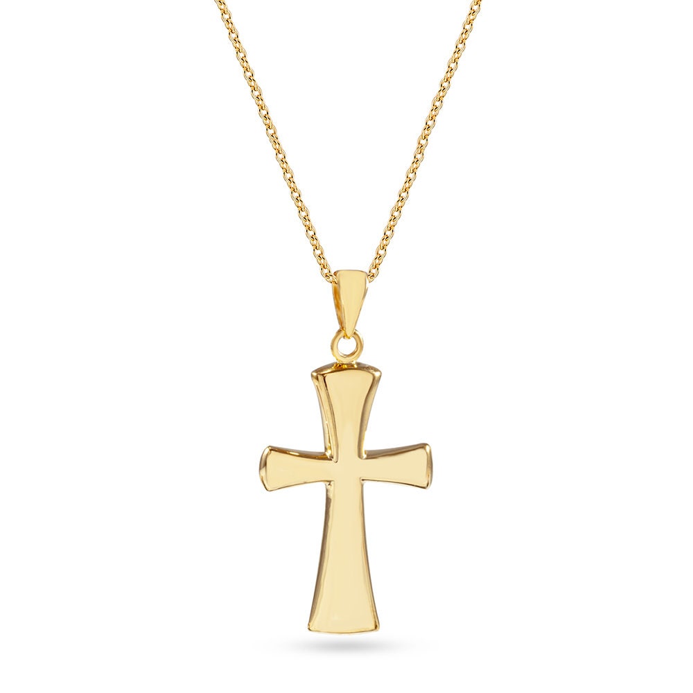 14K Solid Gold Cross Necklace, Elegant Custom Engraved Religious ...