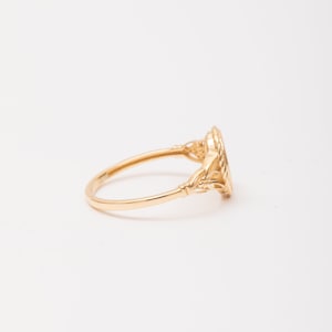Personalized Birth Flower Signet Ring, 10K 14K 18K Real Gold 12 Birth ...