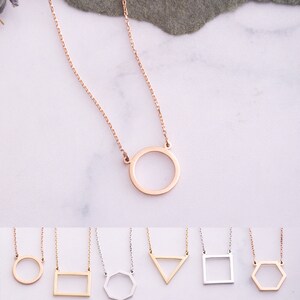 14K Solid Gold Triangle Necklace, Dainty Cutout Triangle Necklace ...