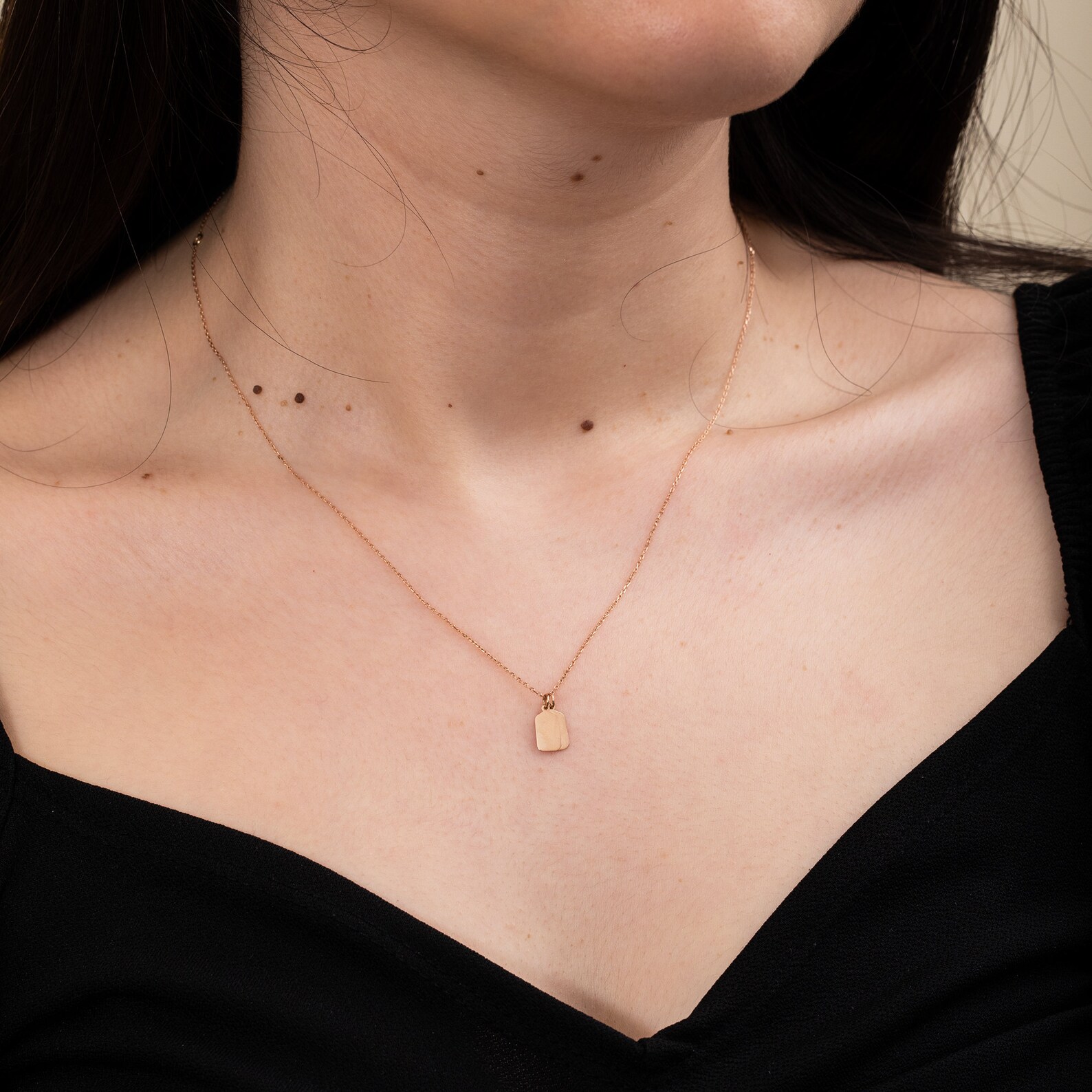 Personalized Tiny Bar Tag Cross Necklace 14k 18k SOLID Gold, Vertical ...