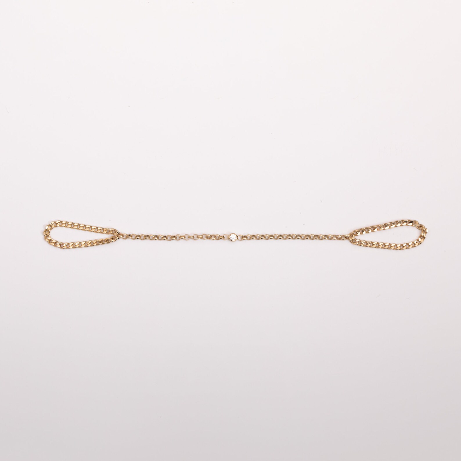 Double Finger Ring, 14K Solid Gold Cuban&rolo Chain Link Ring, Body ...