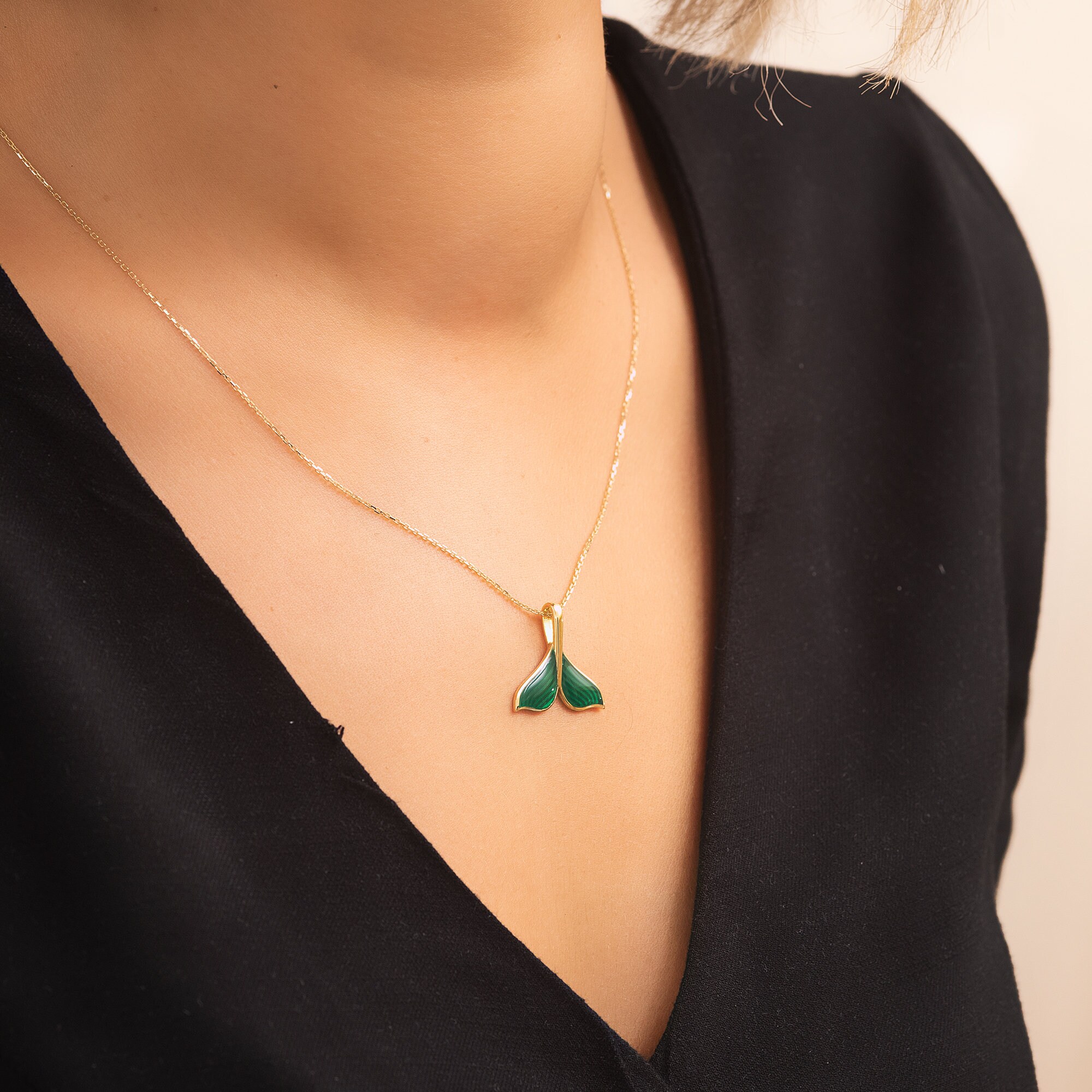 14K 18K Solid Gold Mermaid Tail Necklace Mermaid Tail Real | Etsy