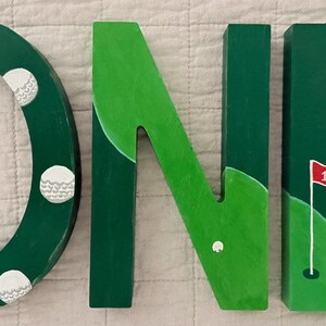 O N E | Wood Letters | Golf | Hand- Painted | 8” - Etsy
