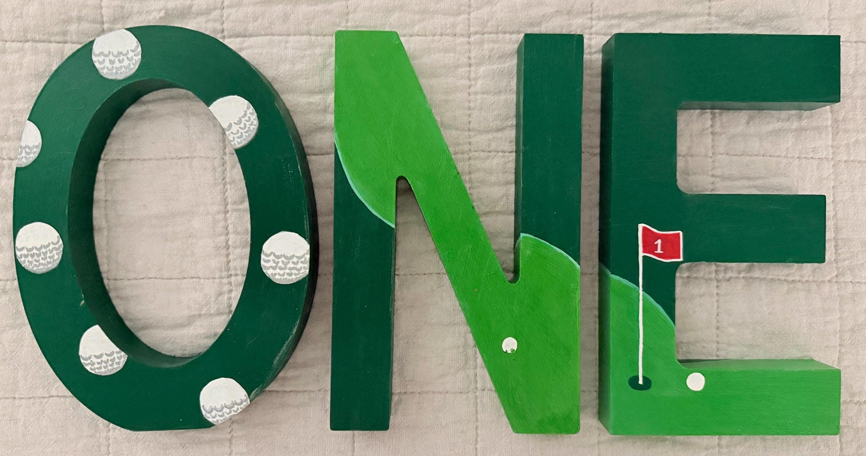 O N E | Wood Letters | Golf | Hand- Painted | 8” - Etsy