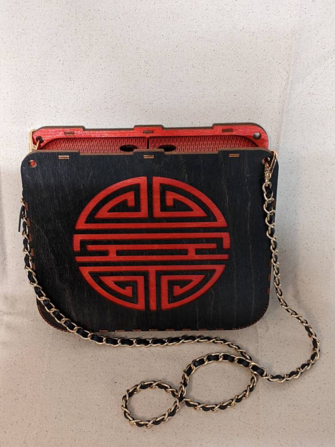 Wooden Purse With Chinese Good Luck Symbol - Etsy