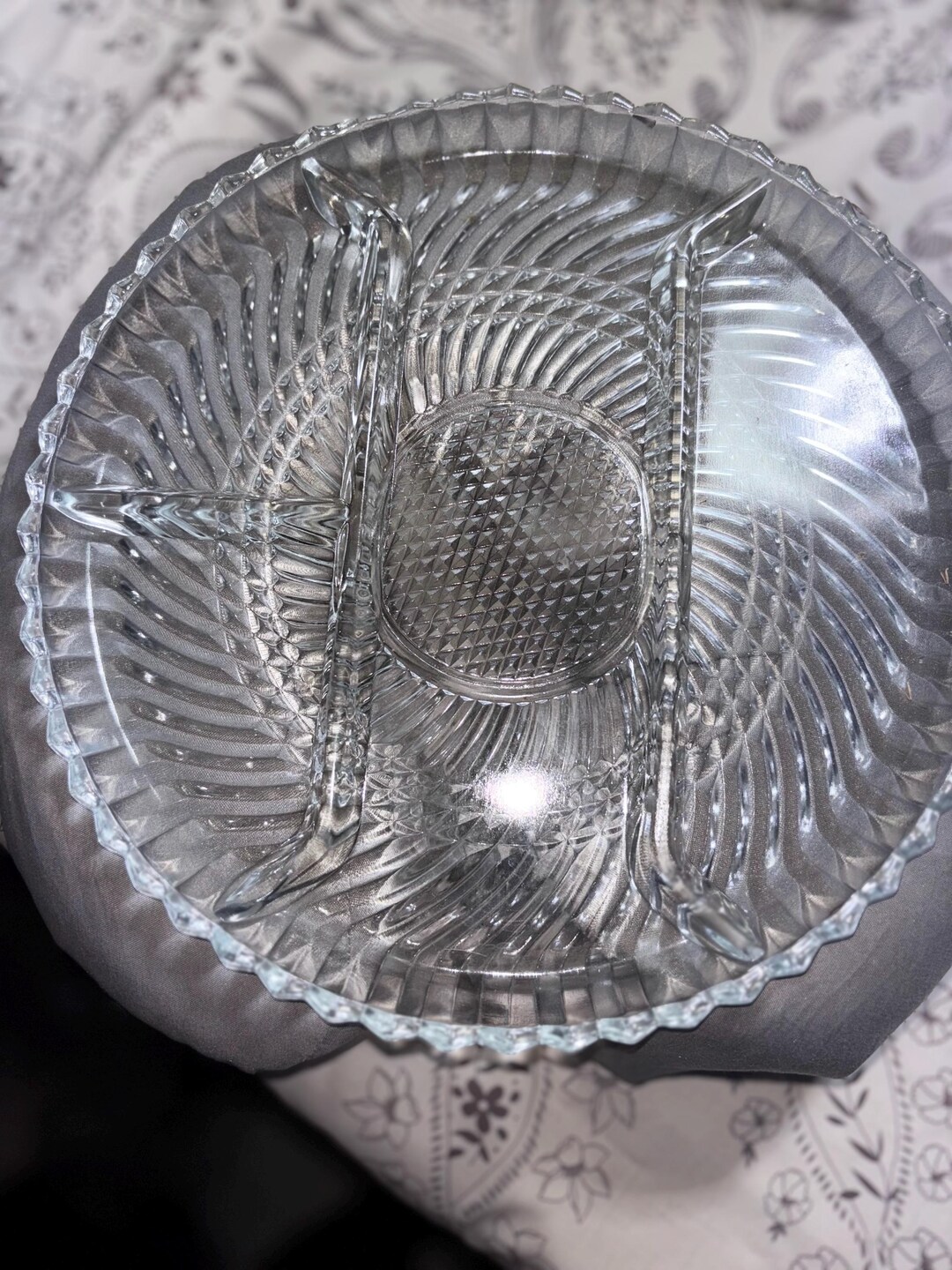 Vintage Depression Queen Mary Clear by Anchor Hocking 5 Part Relish ...