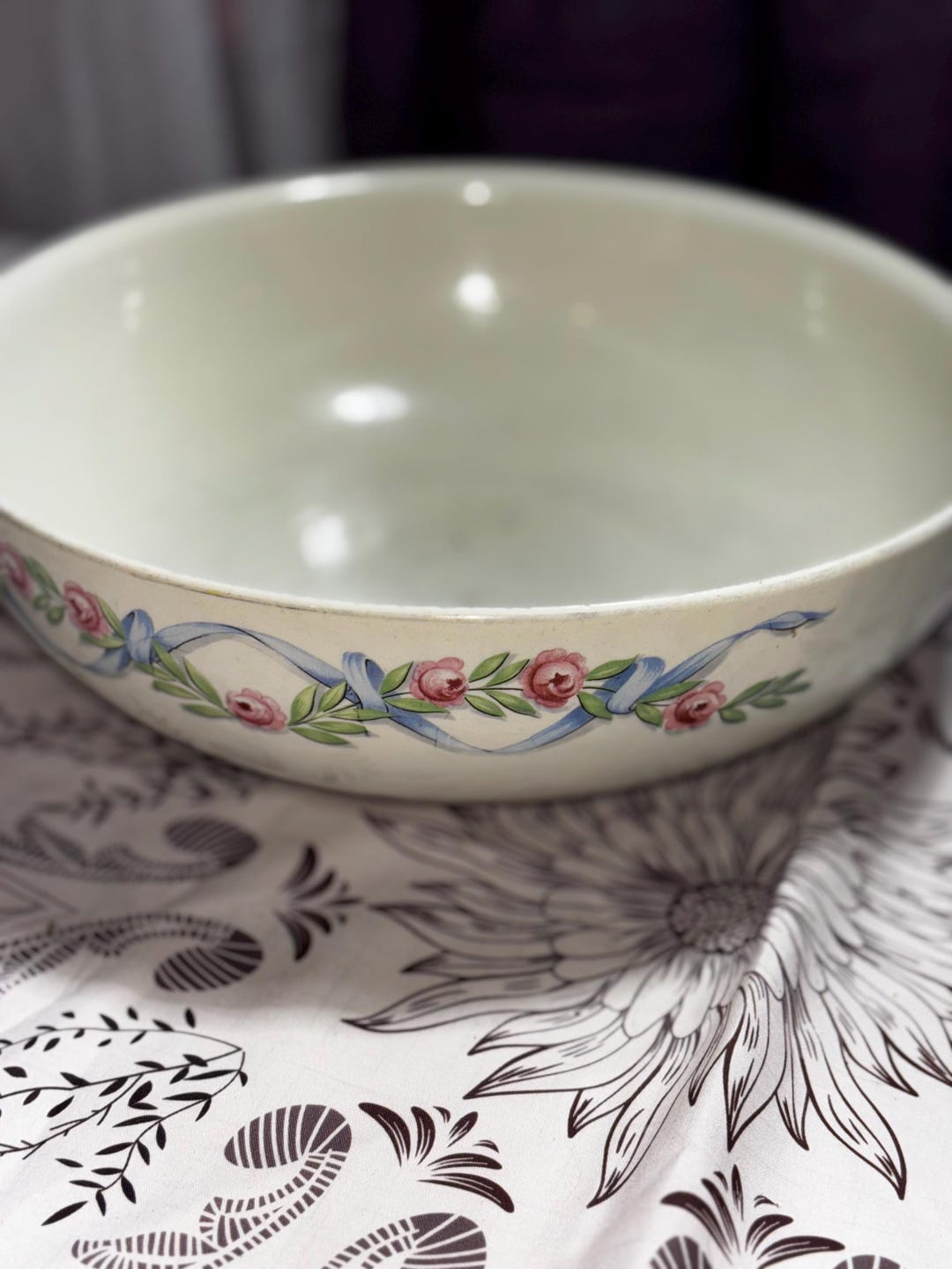 Vintage Halls Superior Quality Kitchenware Pattern Roses W Blue Ribbon ...