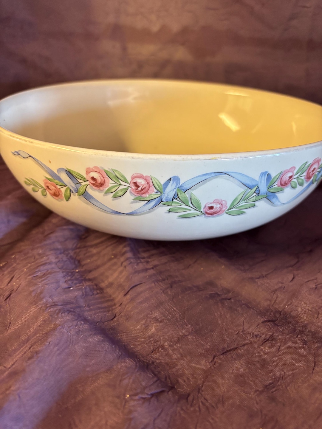 Vintage Halls Superior Quality Kitchenware Pattern Roses W Blue Ribbon ...