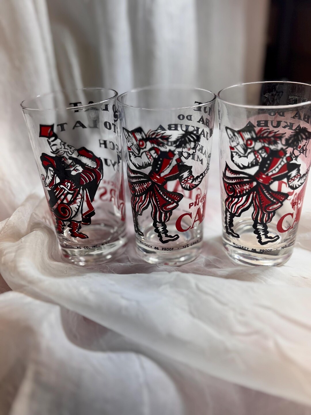 Vintage Carstairs Whiskey Drink Glass Barware Swanky Swigs MCM Ser of 3 ...