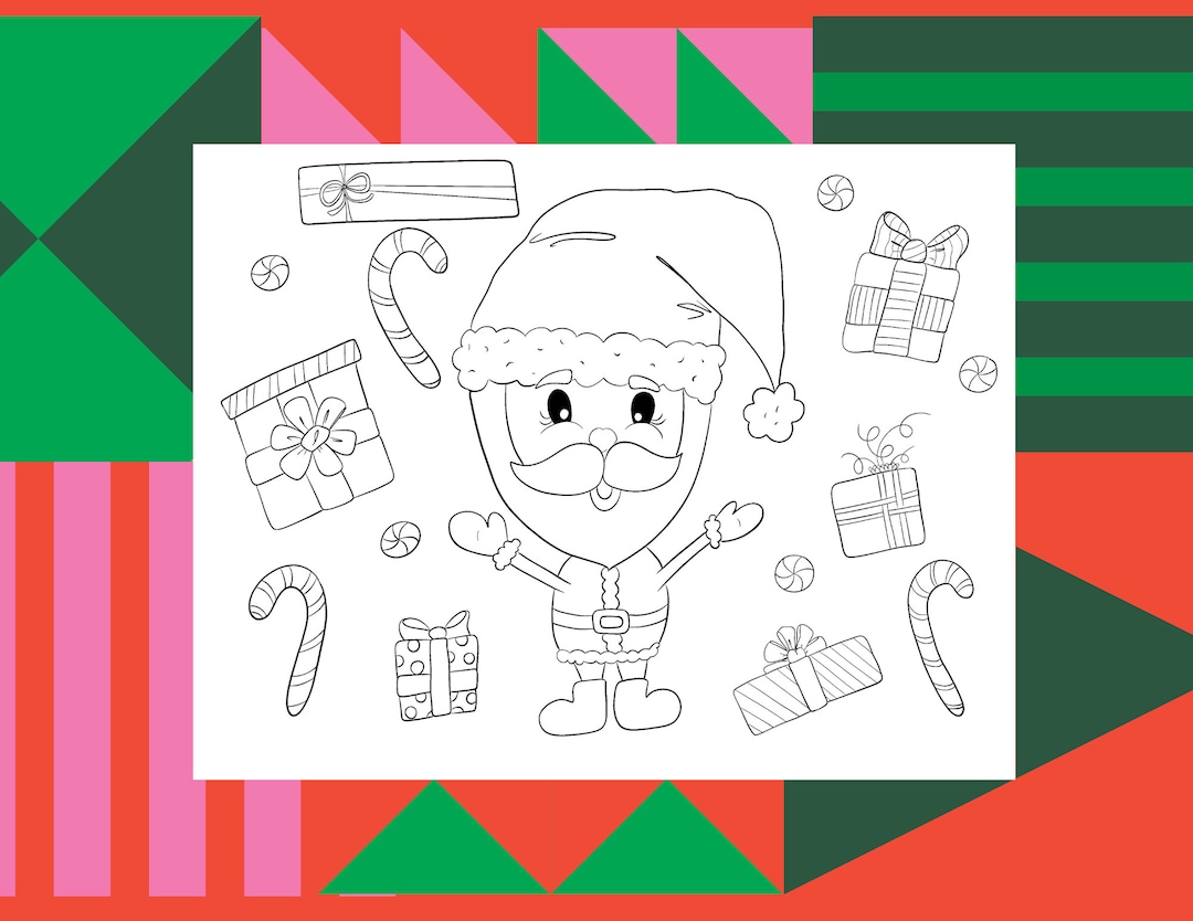 Santa Claus Coloring Sheet Coloring Page Kids Activity Merry Christmas ...