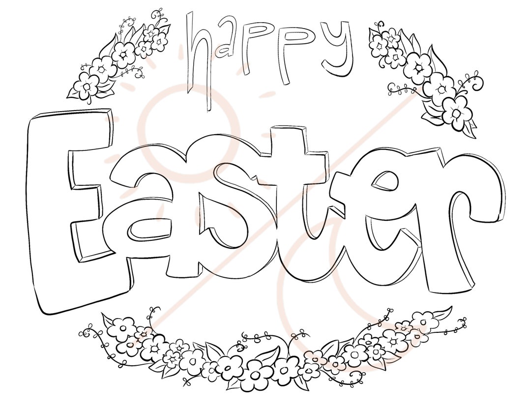 Happy Easter Coloring Sheet - Etsy