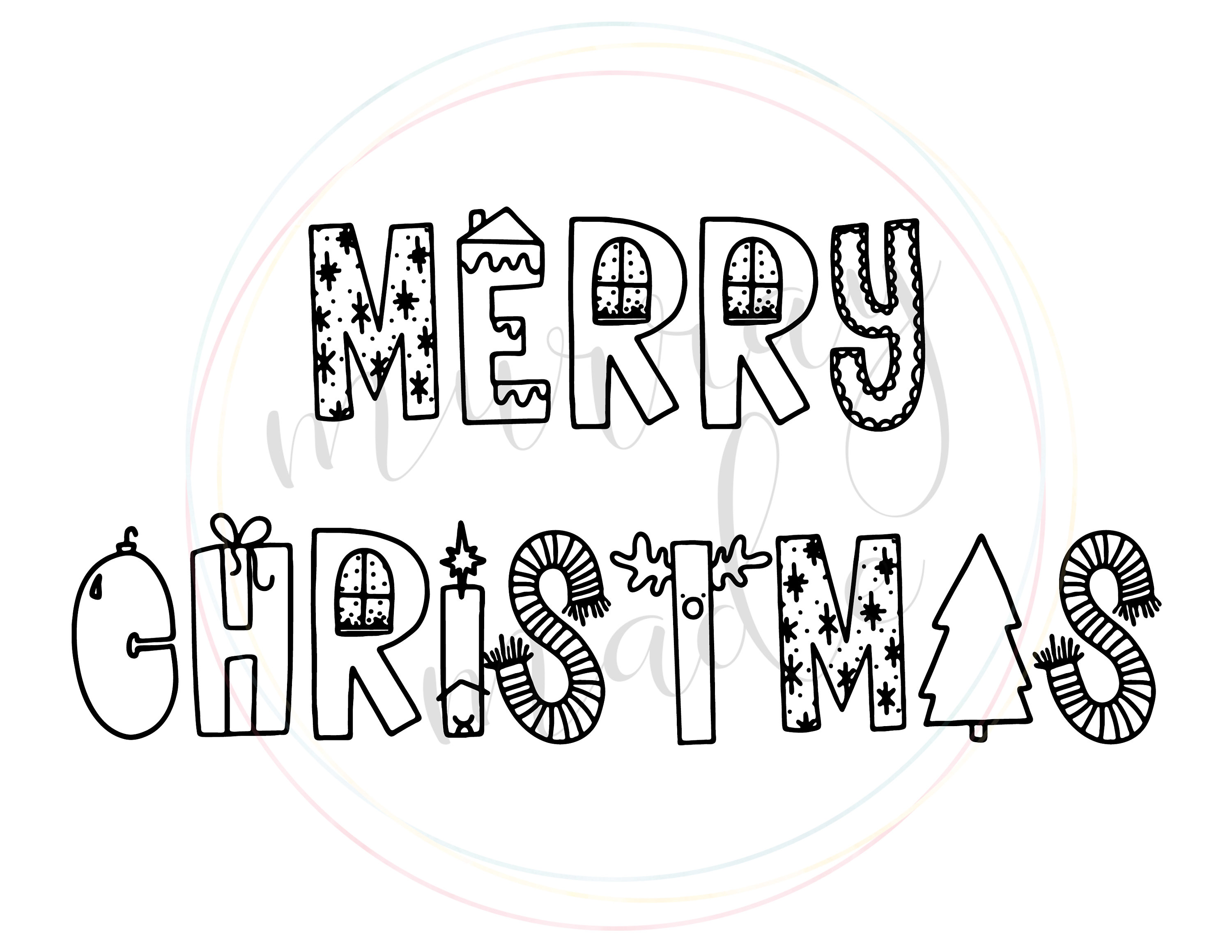 Merry Christmas Coloring Sheet Download - Etsy