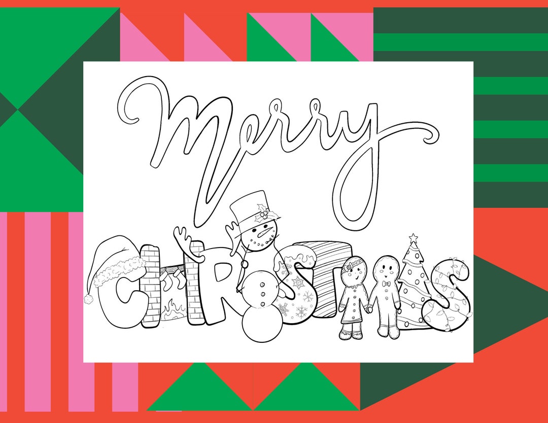 Merry Christmas Coloring Sheet - Etsy